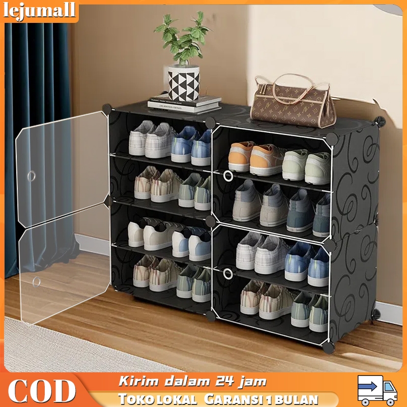Jual Lejumall Rak Sepatu Susun Tertutup Tempat Sepatu transparan Kotak ...
