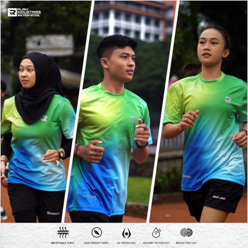 Jual Rush Running Jersey olahraga lari Dryfit Unisex Pria Wanita ...
