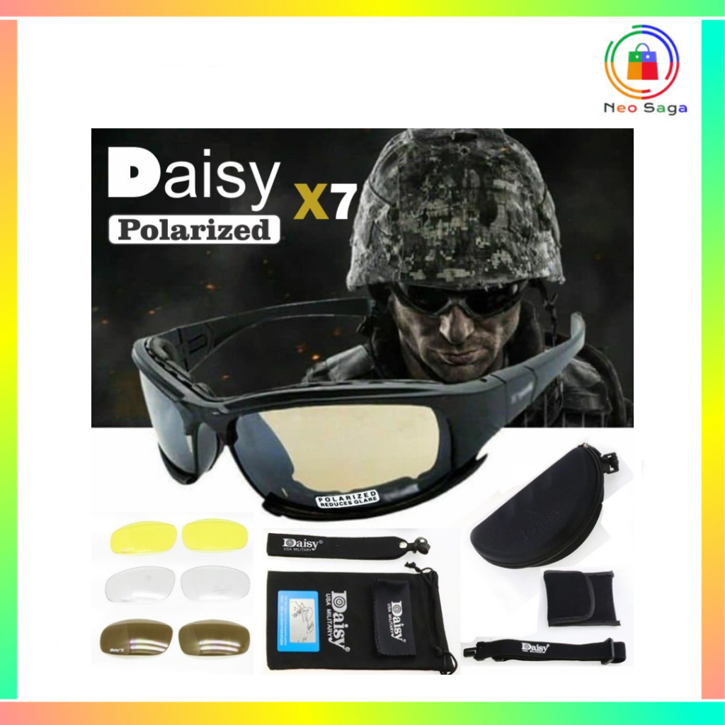 Jual Tactical Daisy x7 Anti UV 4 lensa Set Kacamata Sunglasses Police ...