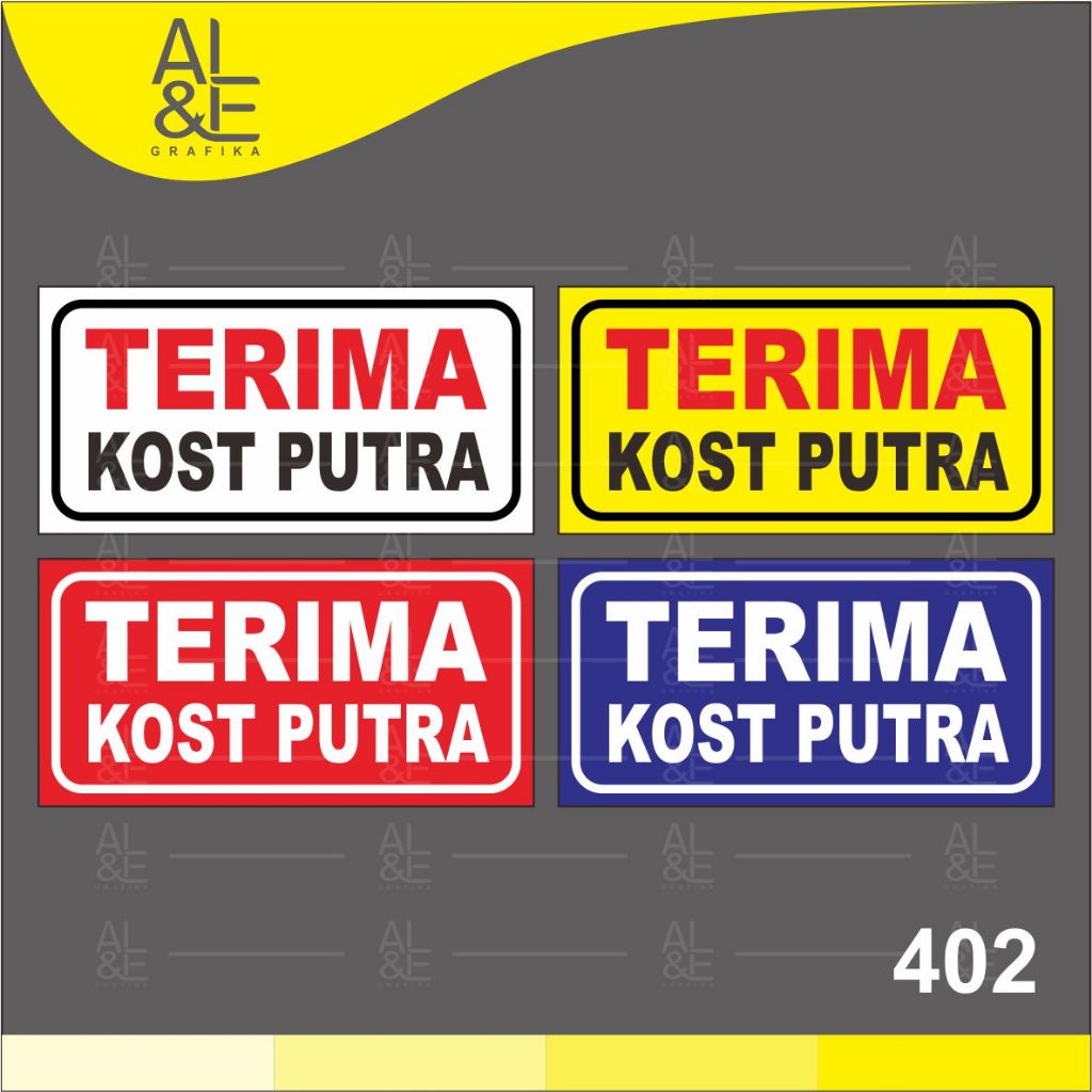 Jual 402 - Stiker Terima Kost Putra, Sticker Vinyl, Cetak Premium ...