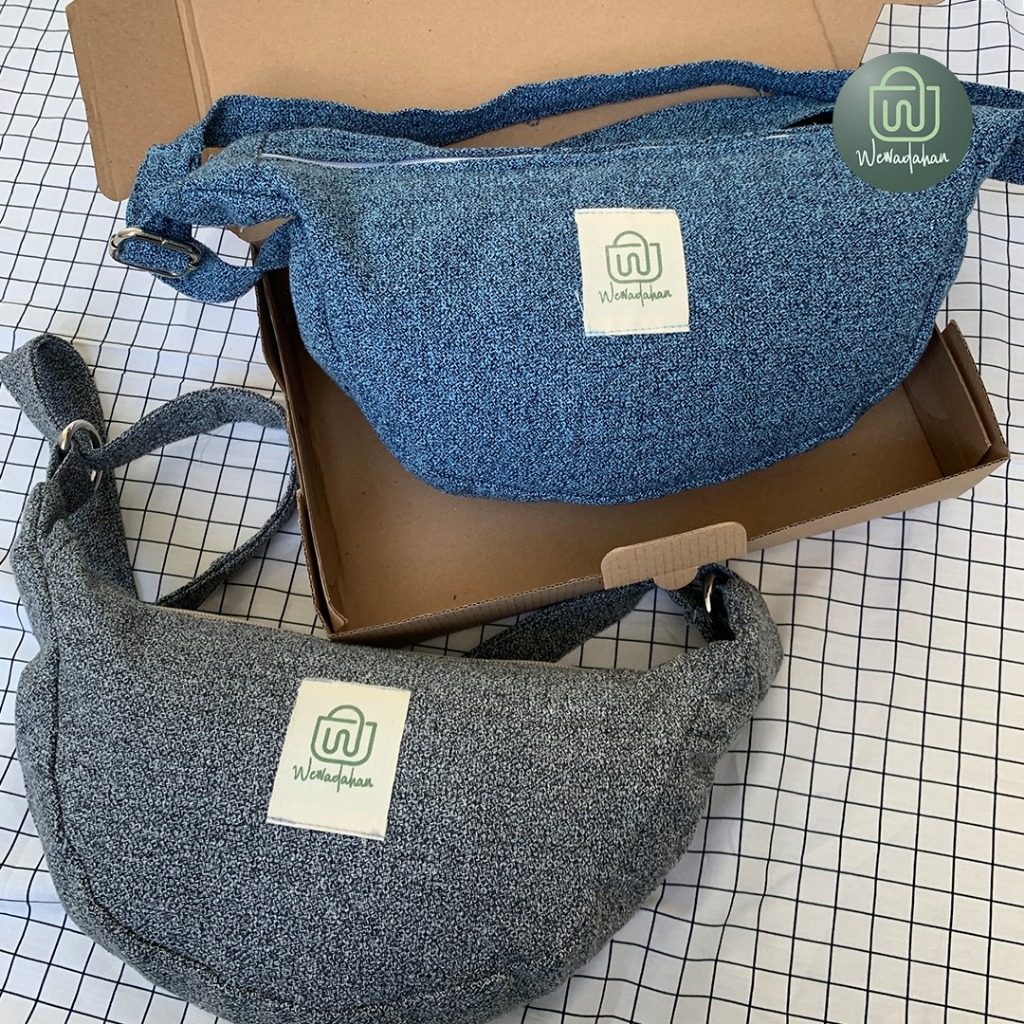 Jual Tas Selempang Kanvas Dumpling Bag Sporty Unisex Warna | Shopee ...