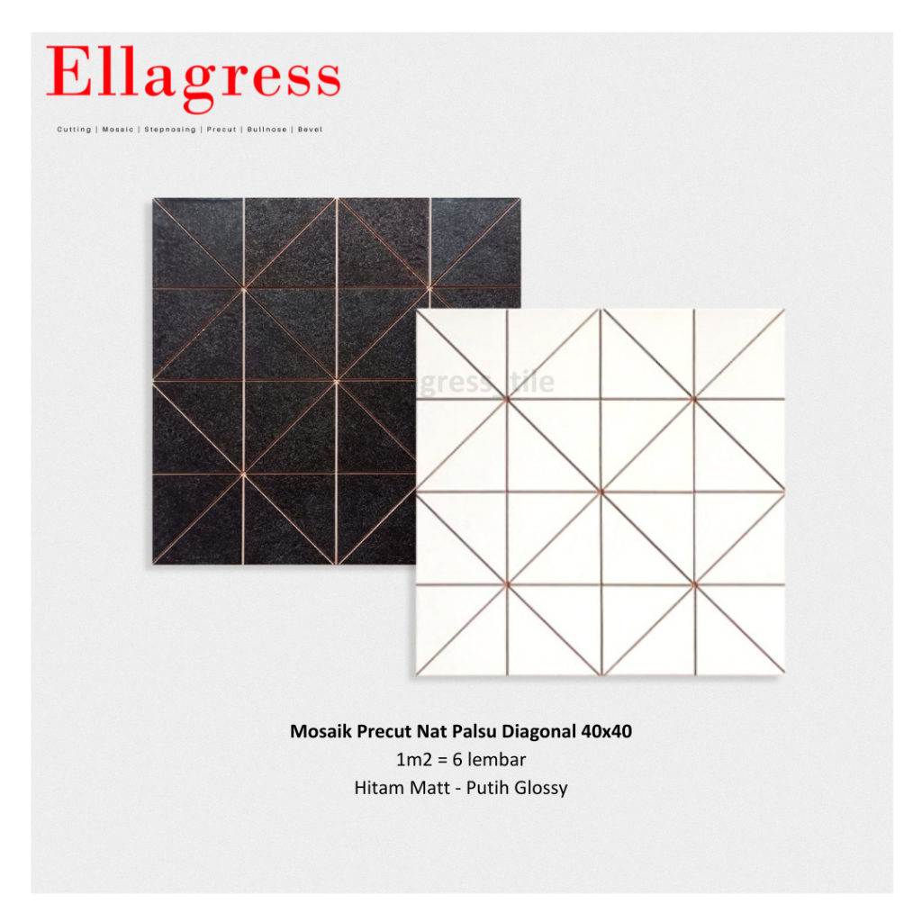 Jual Ellagress Mosaik Precut Nat Palsu Kotak Keramik 40x40 DIAGONAL ...