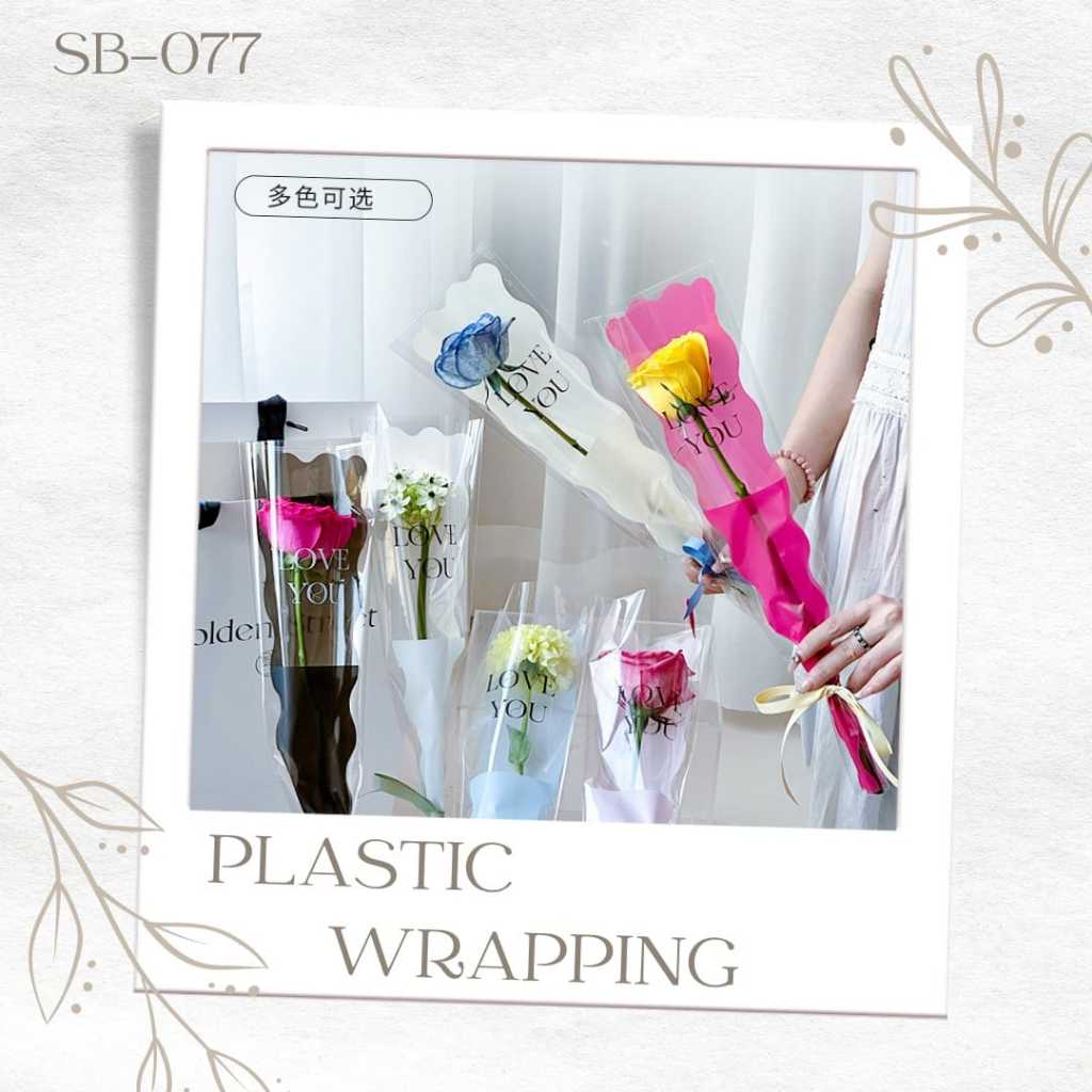 Jual [5 LEMBAR] SB077 - PLASTIK SINGLE PEMBUNGKUS SETANGKAI BUNGA ...
