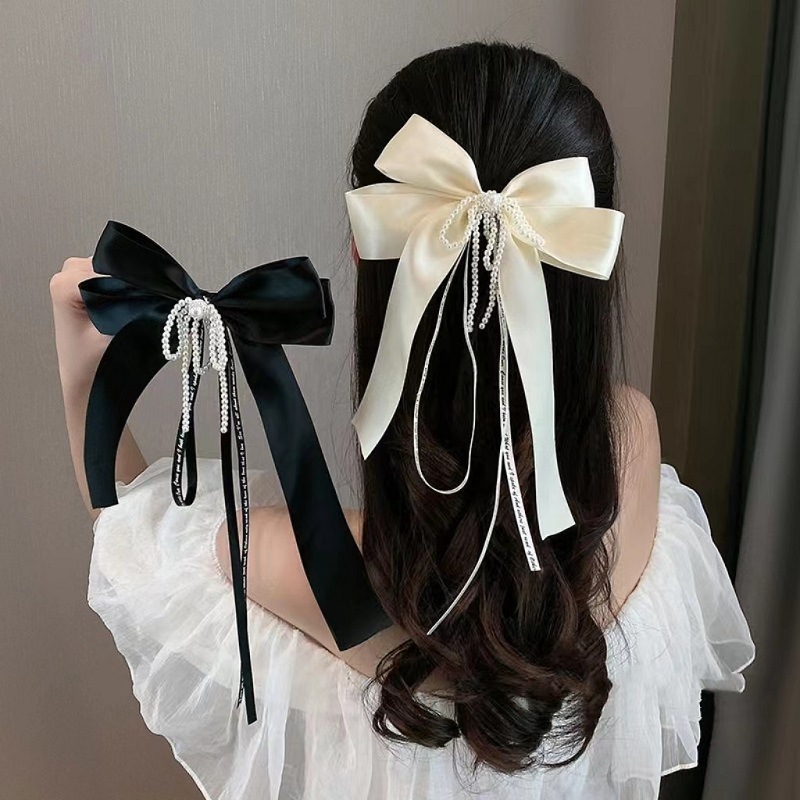 Jual Jepit Rambut Pita Korea Besar dengan Untaian Mutiara Jepitan ...