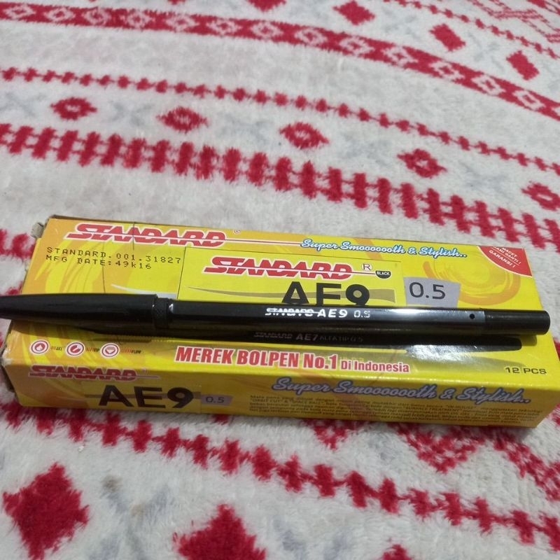Jual Pulpen Ballpoint Ballpoint Ballpoin STANDARD AE9 0.5mm Hitam Harga Per 12Pcs | Shopee Indonesia