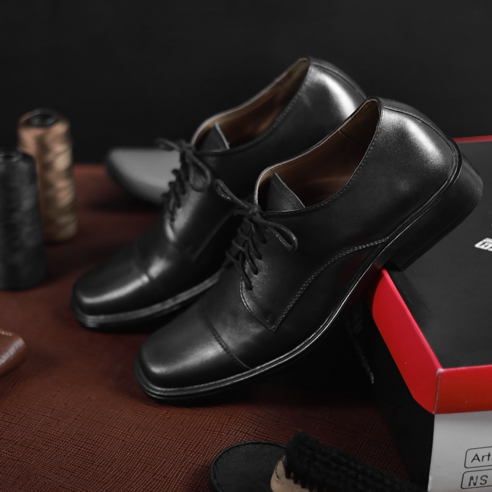Jual Sepatu Pantofel Formal Kerja Pria Hitam Bertali Bahan KULIT Asli ...