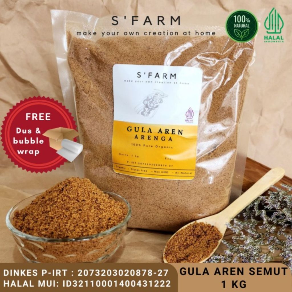 Jual Gula Aren / Gula Semut Bubuk Murni dan Organik S'FARM 1 kg ...