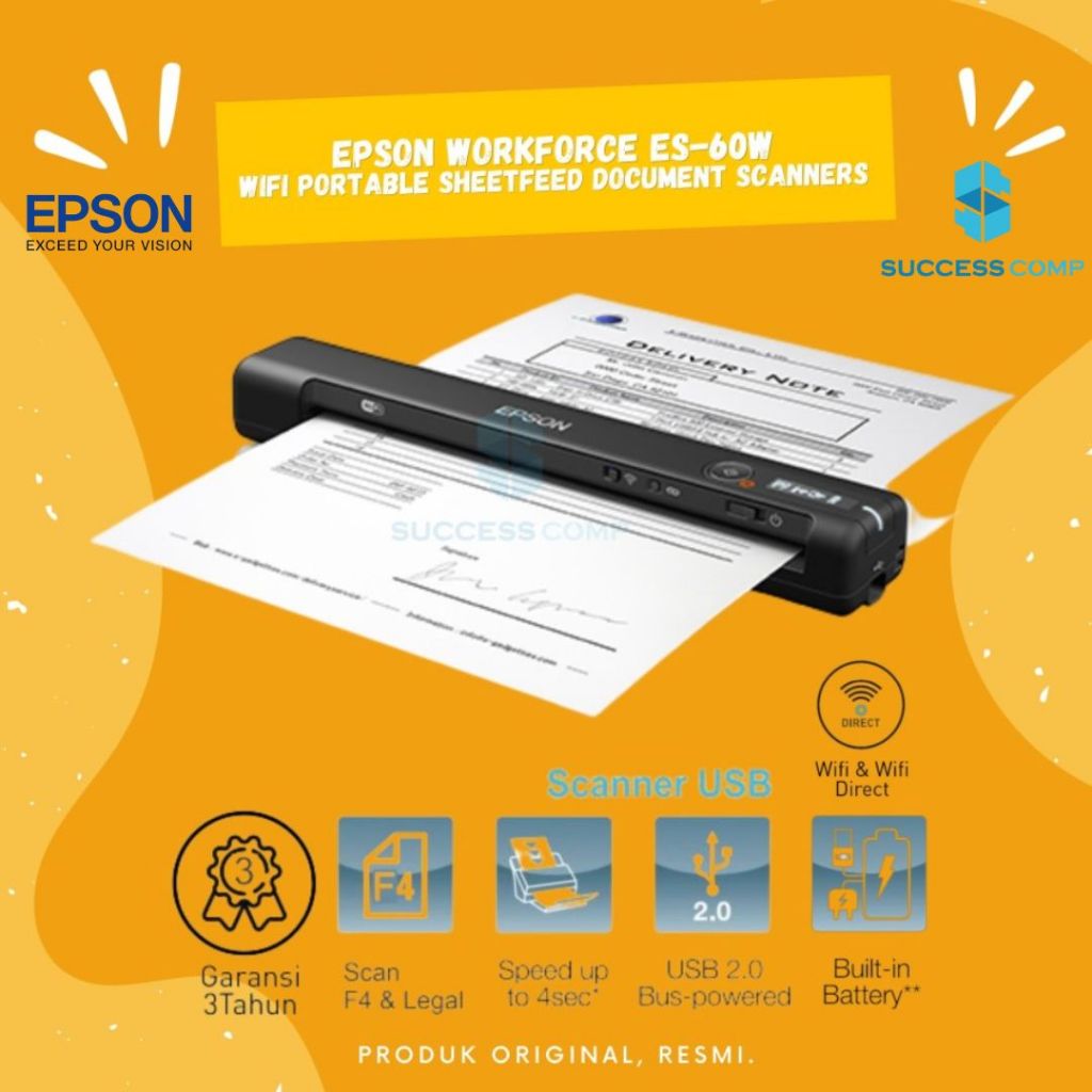 Jual PORTABLE SCANNER EPSON ES-60W EPSON ES60W ES 60 W ES 60W ES60 WIFI ...