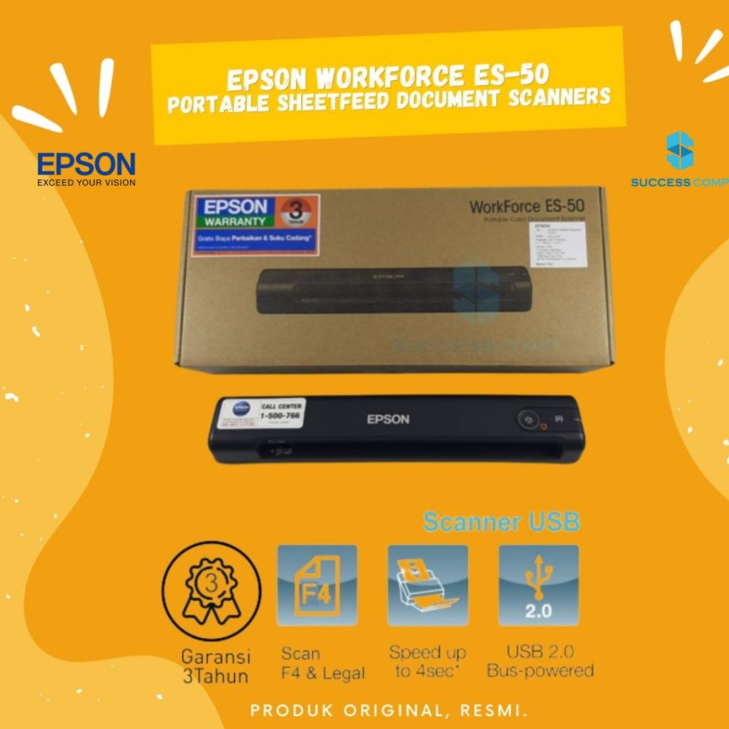 Jual PORTABLE SCANNER EPSON ES-50 EPSON ES50 EPSON WORKFORCE ES-50 | Shopee Indonesia