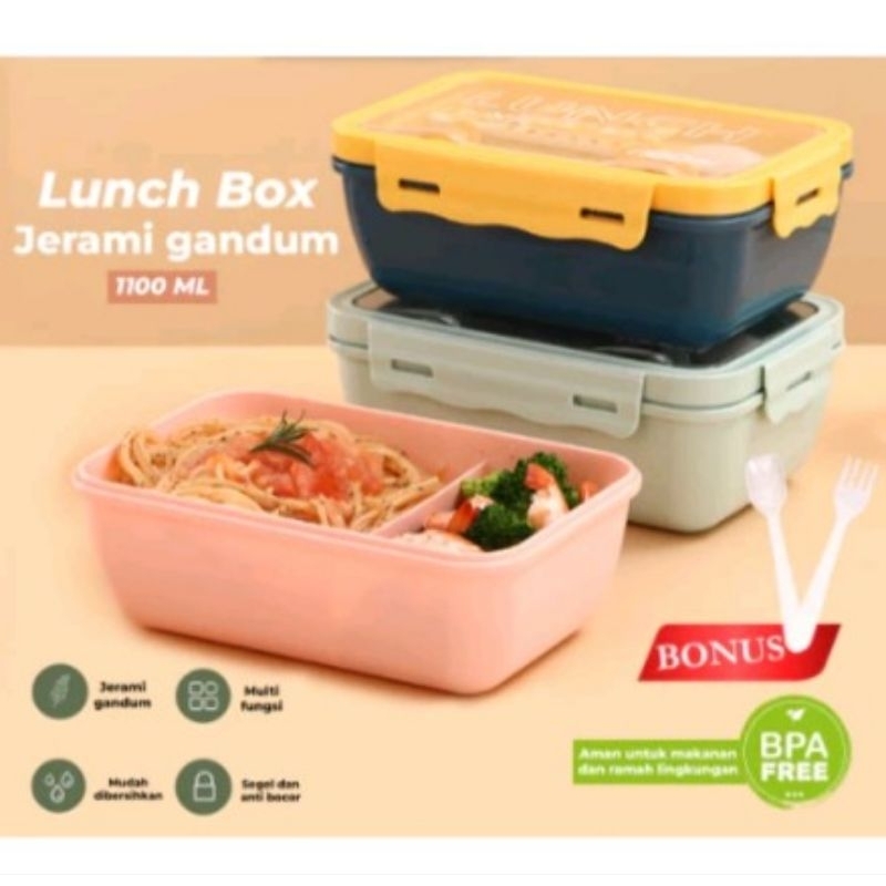Jual Tempat Makan Kotak Makan Lunch Box sendok dan sumpit 1100 ml ...