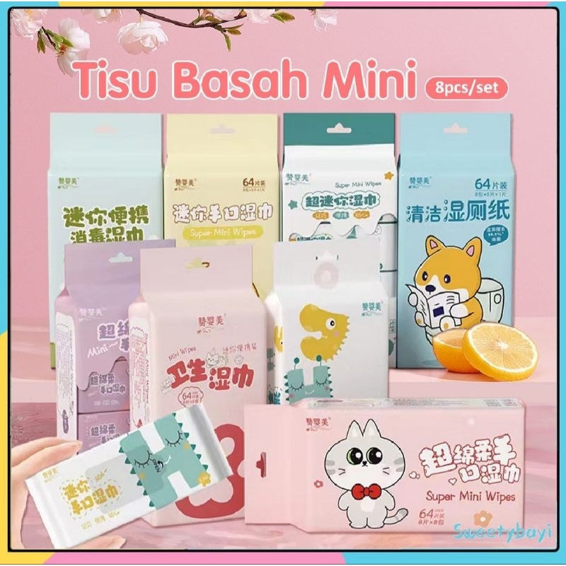 Jual TISSU BASAH MINI VIRAL 1 PAK KECIL ISI 8 SHEET Tissue Basah Mini ...