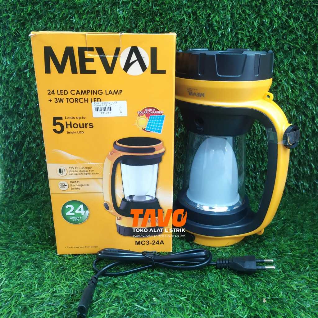 Jual MEVAL LAMPU CAMPING EMERGENCY TENAGA SOLAR 24 LED SENTER 3 W MC3-24A 001285 | Shopee Indonesia