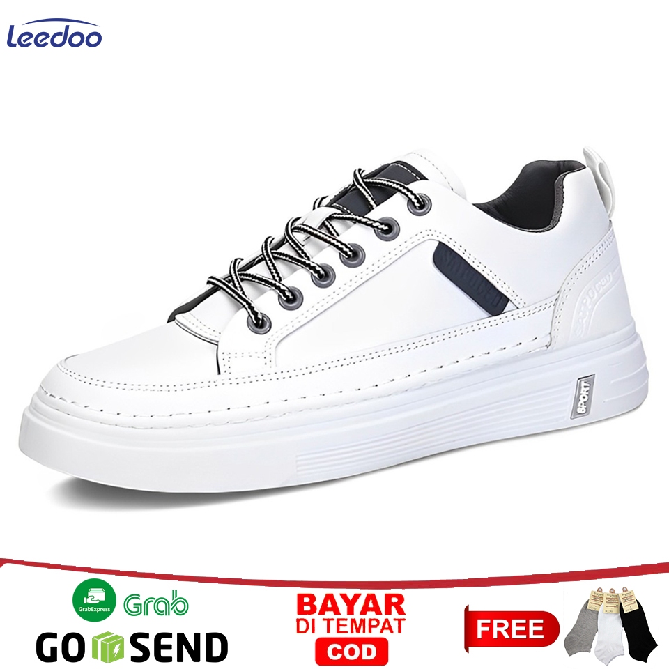 Jual Leedoo Sepatu Pria Kerja Olahraga Outdoors Lari Sepatu Santai Casual Kekinian Shoes Putih ...