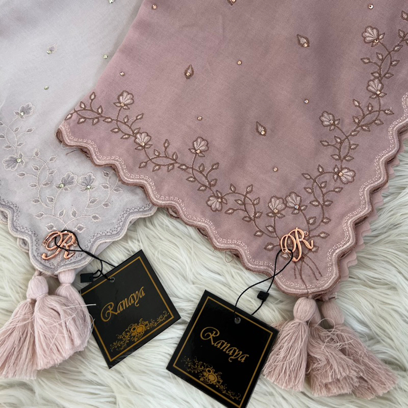 Jual Kerudung Segi Empat Voal Super Bordir Bunga Jasmine by Ranaya ...