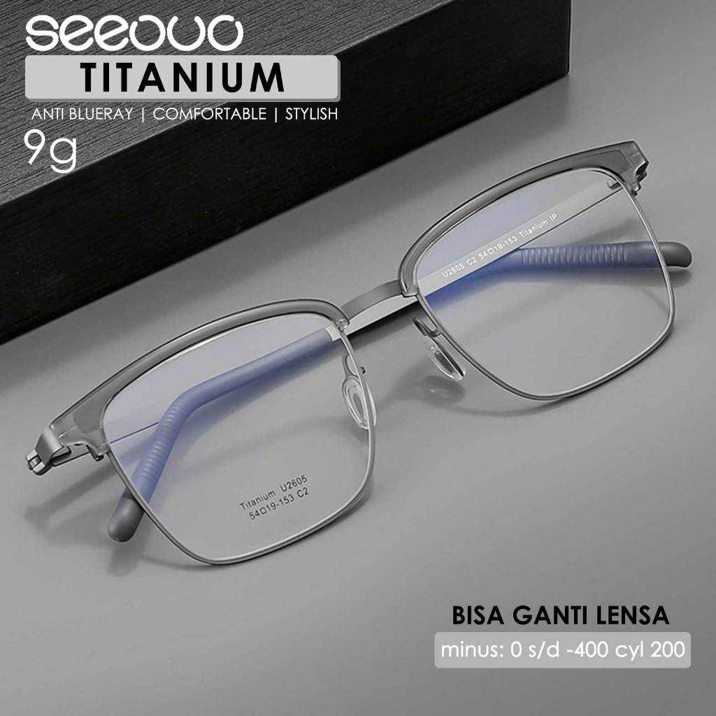 Jual Seeouo Kacamata Antiradiasi Blueray Light Frame Titanium Style Kotak Comfortable Elegan ...
