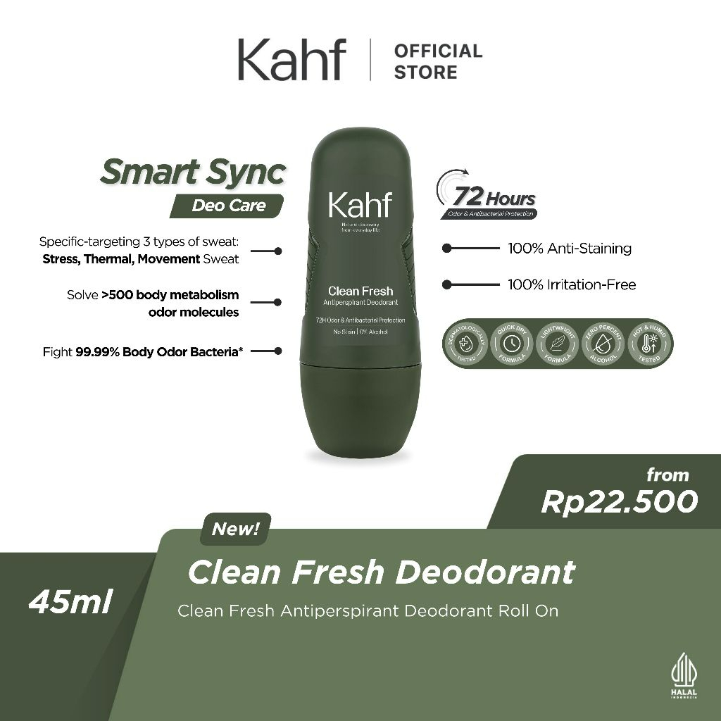 Jual Kahf Antiperspirant Deodorant Roll On 45ml/Clean Fresh/Cooling ...