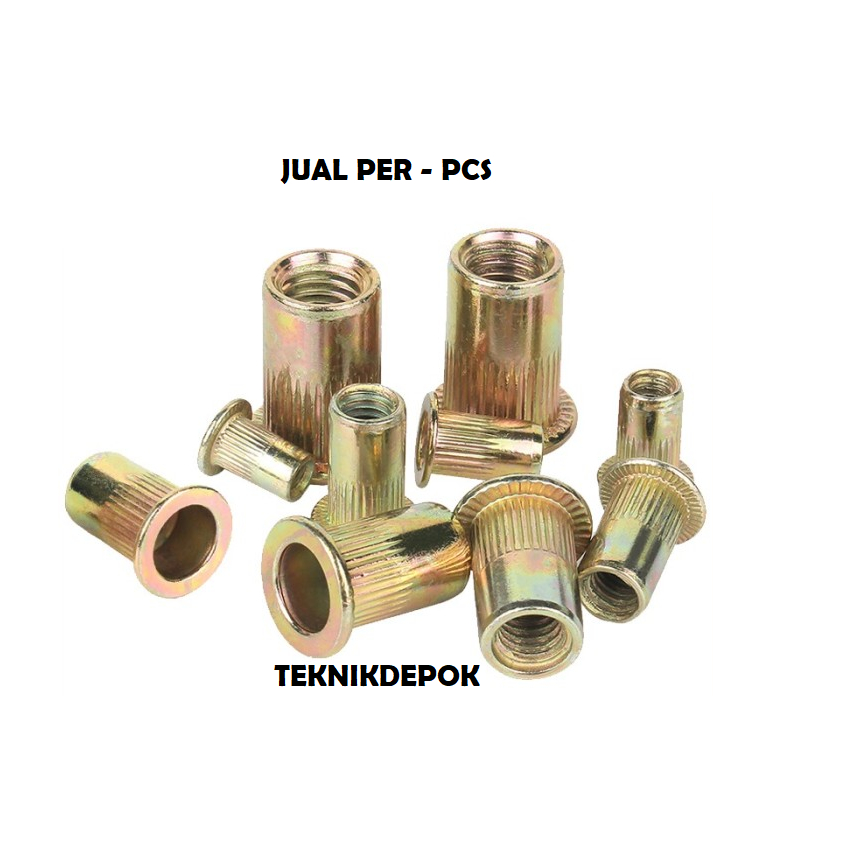 Jual Mur Rivet Nutsert M 10 x 19 mm Nut Flat Head Blind Mur Ripet Rifet ...