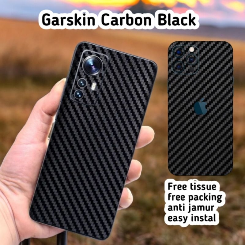 Jual gaskin hp + garskin camera anti jamur carbon 3D Black all type all ...