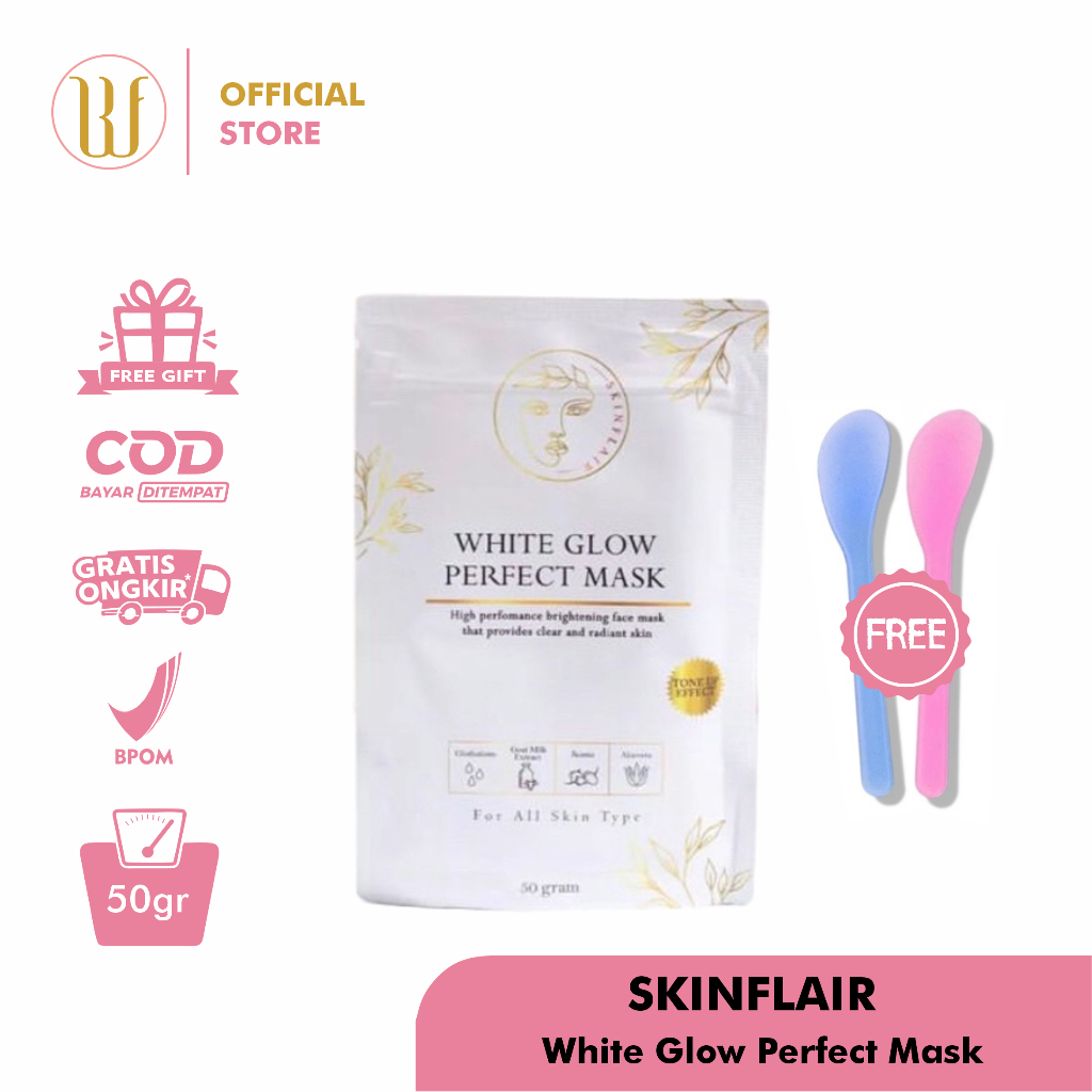 Jual READY! SKINFLAIR WHITE GLOW PERFECT MASK POWDER (FREE SPATULA ...