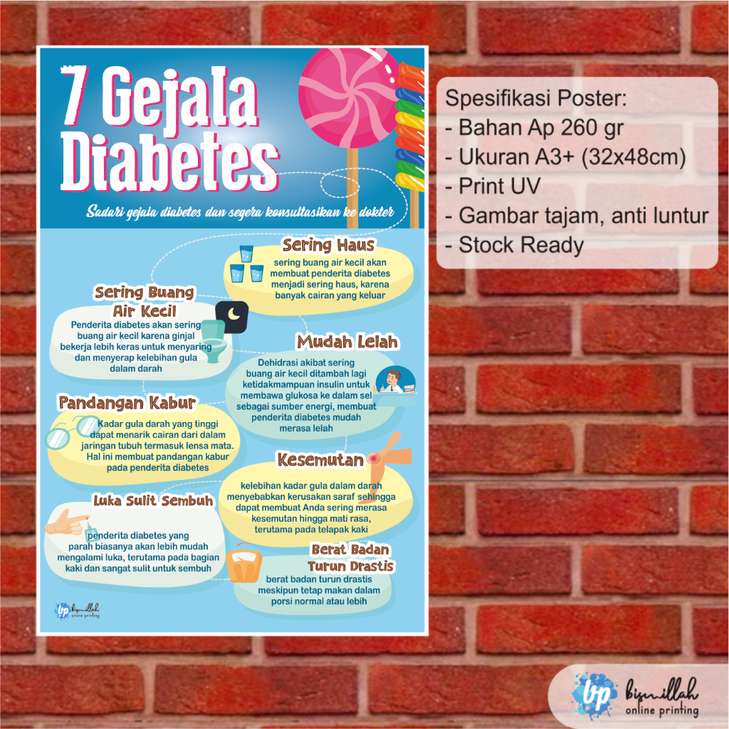 Jual Poster kesehatan 7 Gejala diabetes | Shopee Indonesia