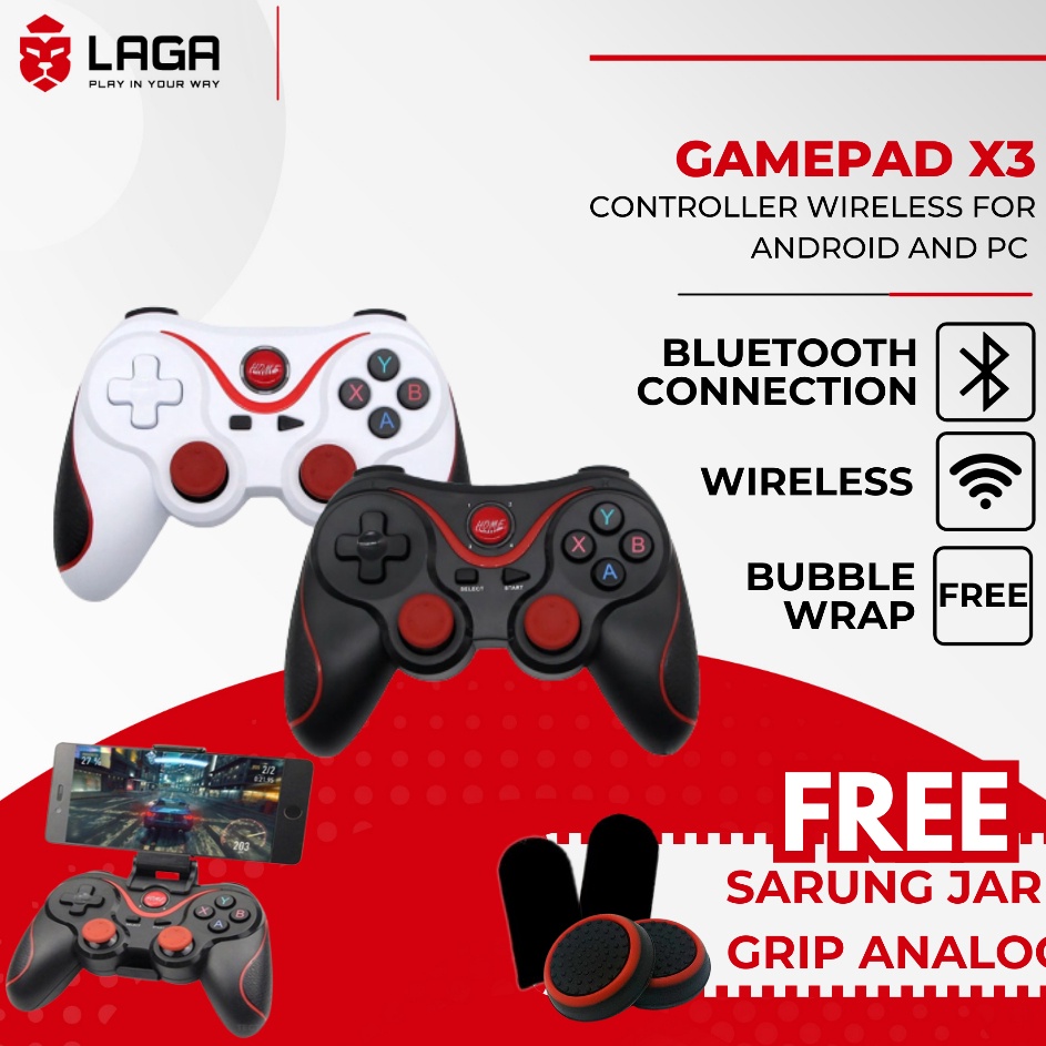 Jual Promo Gamepad Joystick Bluetooth Wireless Controller for Android Terios X3 With Holder z ...