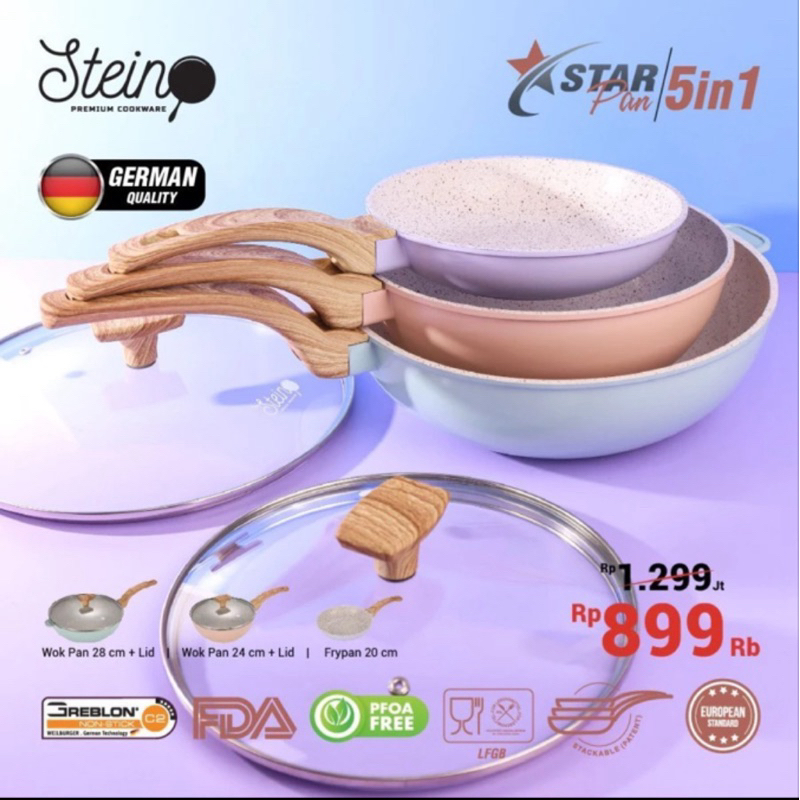 Jual Stein Star Pan 5 in 1 Steincookware Starpan Frypan Wok Pan Stein | Shopee Indonesia