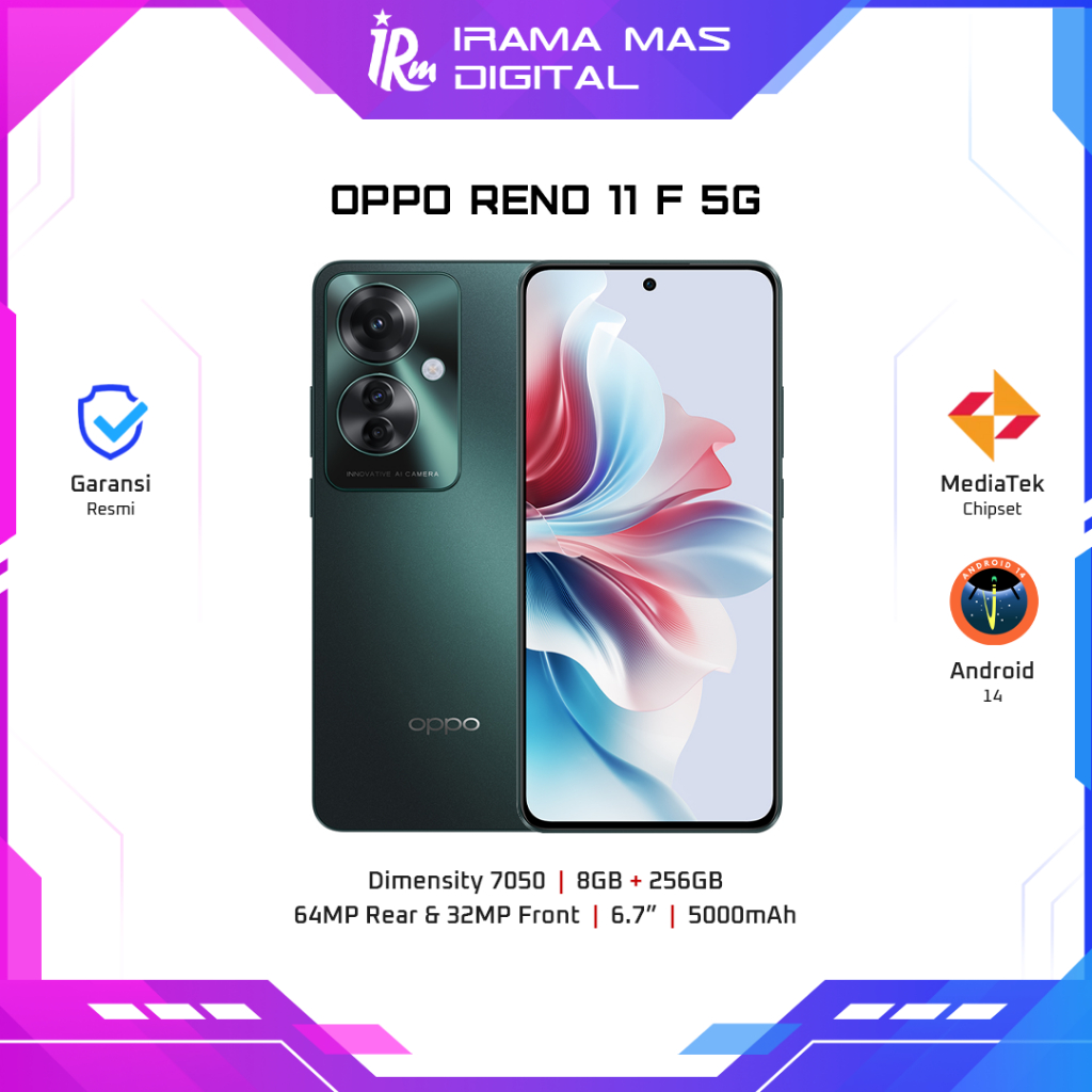 Jual OPPO RENO 11F 5G - 8GB/256GB (Blue, Green, Purple) | Shopee Indonesia