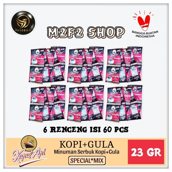 Jual Kopi Kapal Api Hitam + Gula Special Mix Sachet - 23 gr (Kemasan 6 ...