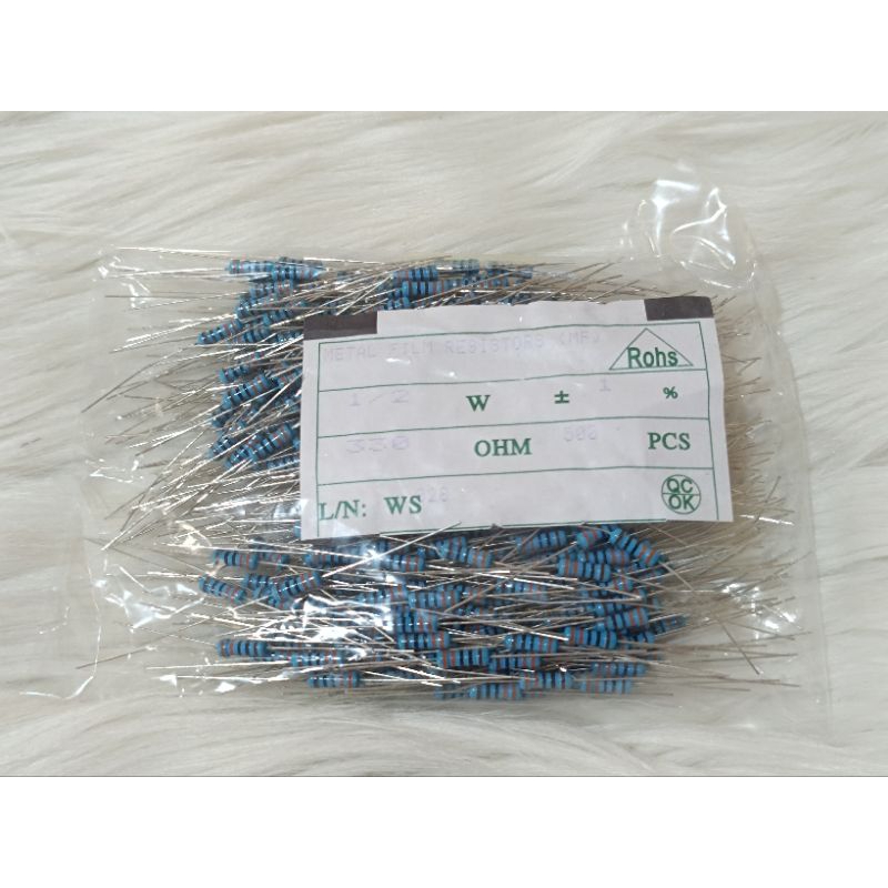 Jual 500 pcs resistor 1/2 watt 220R 330R R 1/2w biru 0.5 watt metal ...