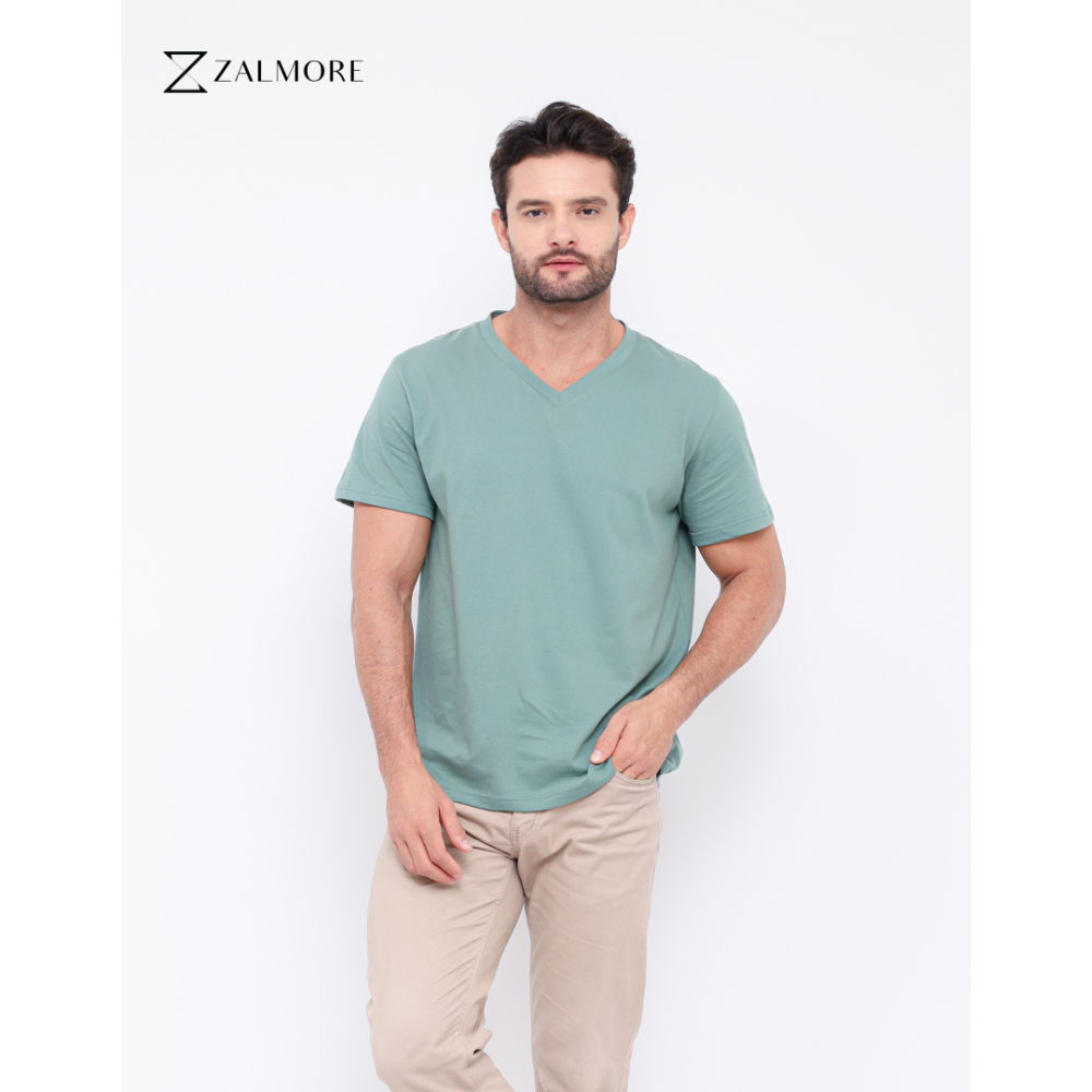 Jual Zalmore Basic Men Vneck T-Shirt Premium Cotton - Kaos Polos Pria ...