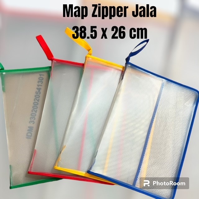 Jual Map Sleting Jala Folio Zipper Jaring Plastik Tas Resleting F4