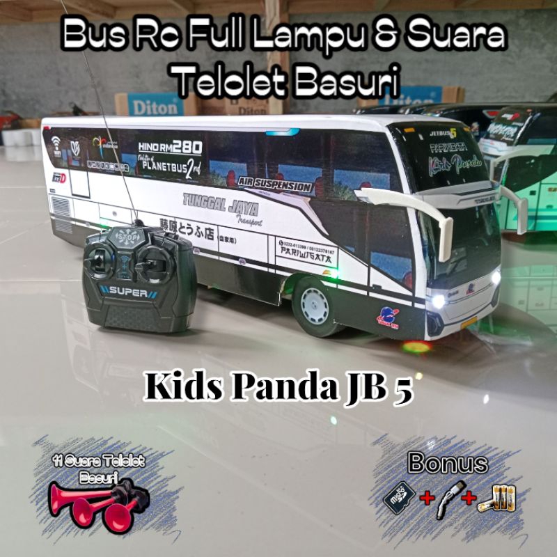 Jual Miniatur Bus Tunggal Jaya Kids Panda Jetbus 5 RC Full lampu Dan suara telolet basuri ...