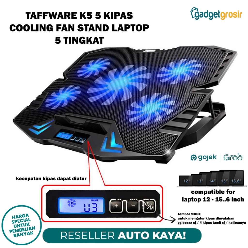 Jual Cooling Fan Stand Laptop Taffware N99 Original Portable Double Fan ...