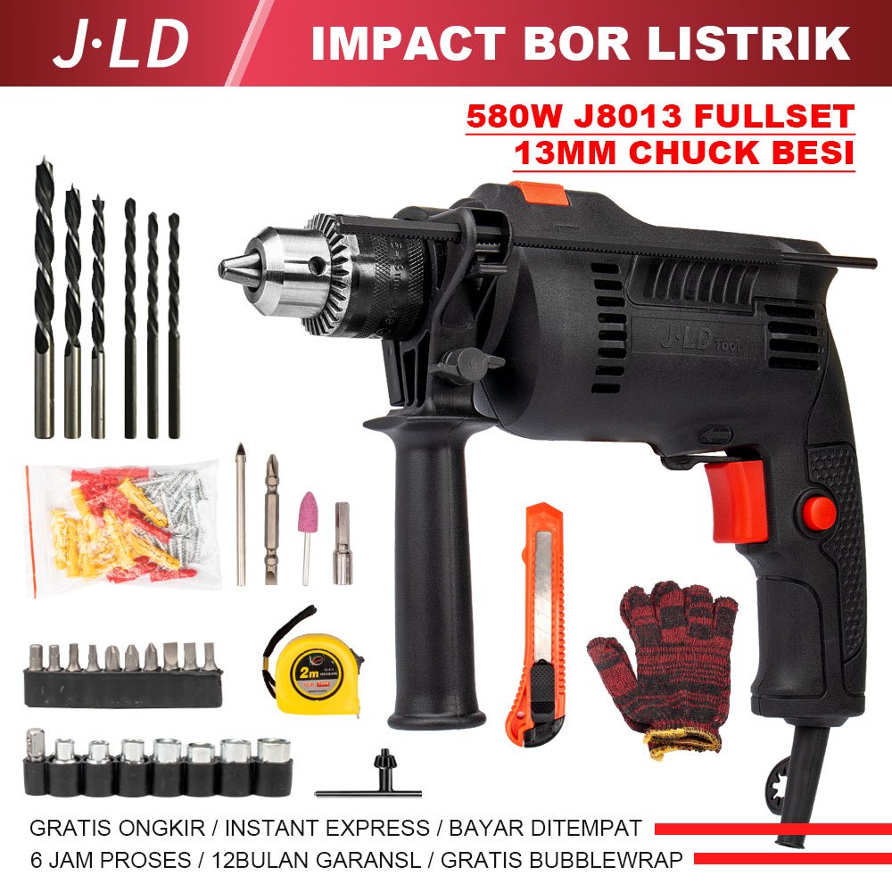 Jual JLD 13mm mesin bor impact listrik 580W impact bor Set Bor tangan ...
