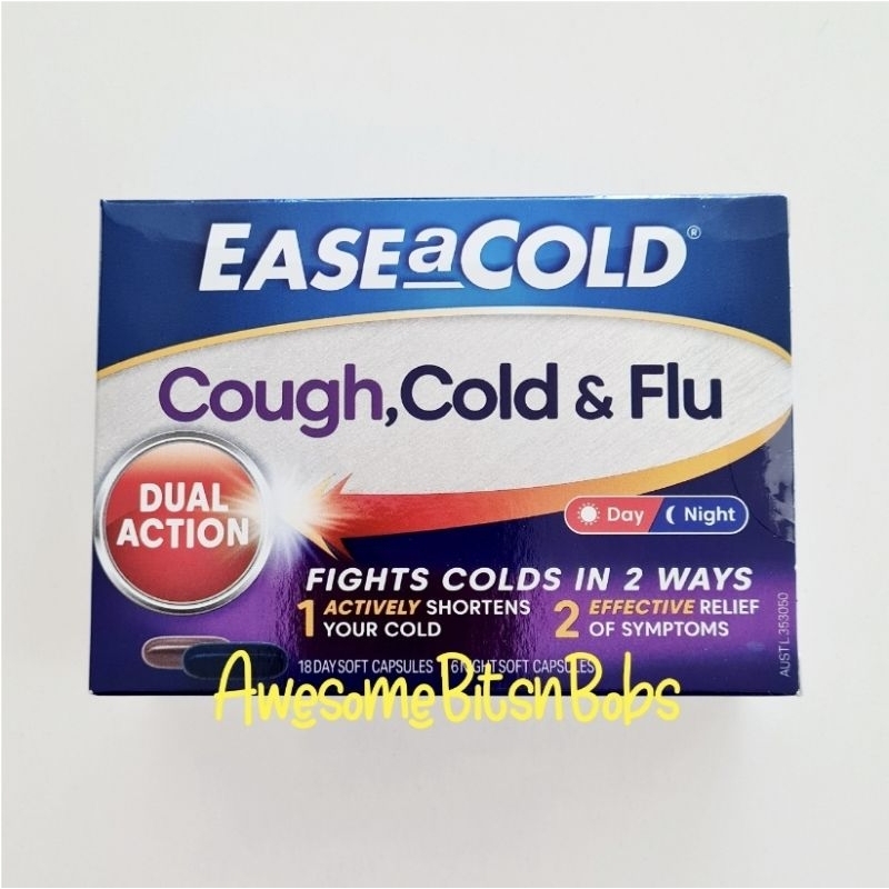 Jual Ease a Cold Cough, Cold & Flu Day & Night 24 Capsules | Shopee ...