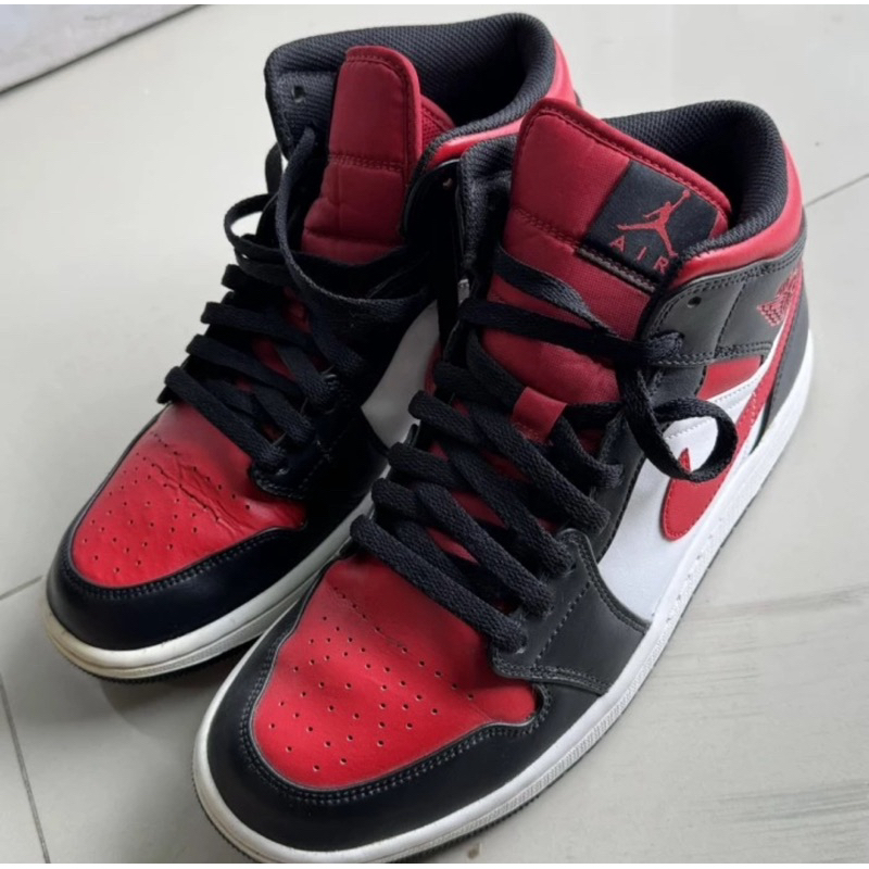 Jual NIKE AIR JORDAN 1 Mid Bred Toe (SECOND) | Shopee Indonesia