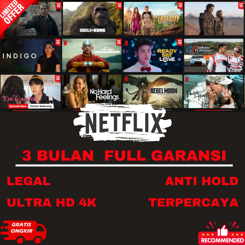 Jual NETFLIXXX PREMIUN TANPA VPN 1 BULAN& 1 TAHUN 4K ANTI HOLD FULL GARANSI MURAH | Shopee Indonesia