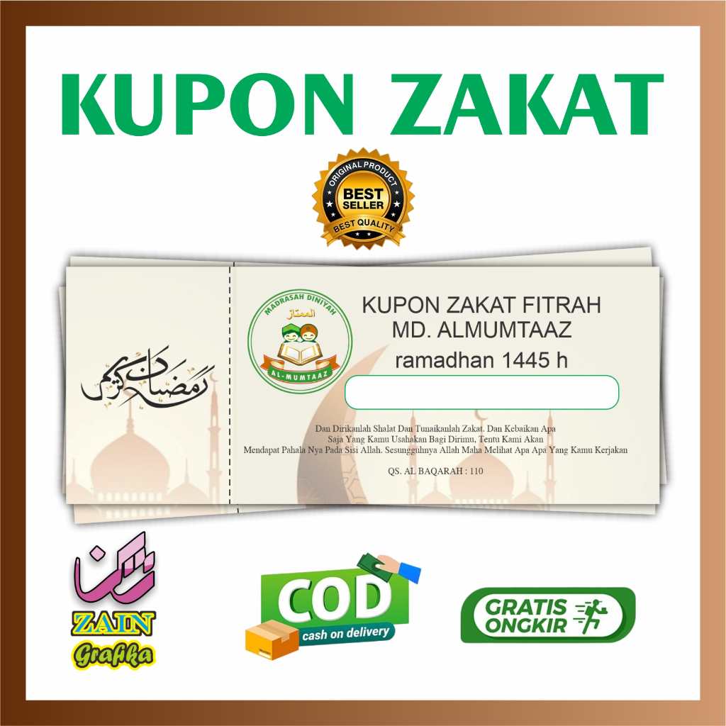 Jual kupon pengambilan zakat fitrah tiket zakat kupon zakat fitrah zain ...