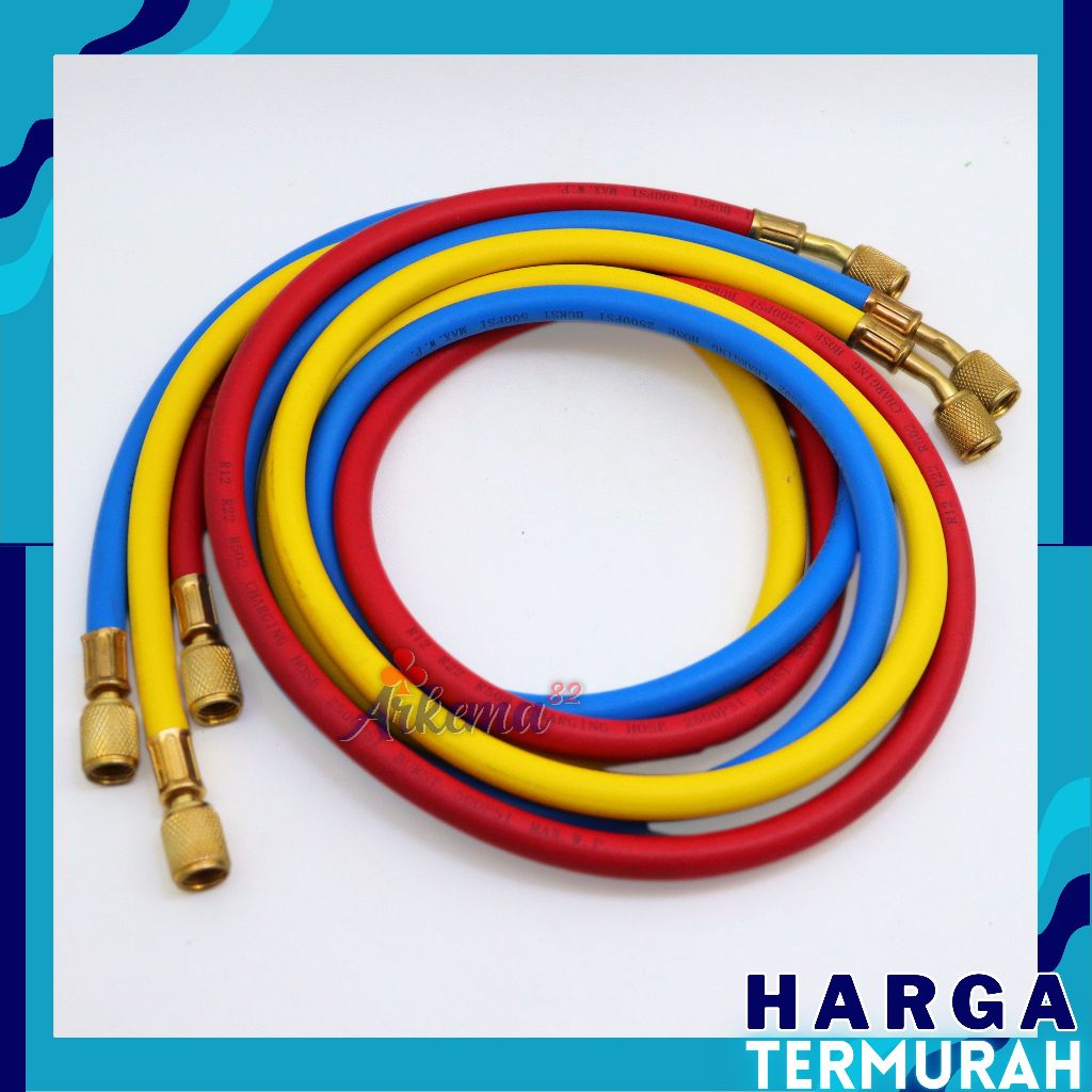 Jual [ SATU SET ] SELANG MANIFOLD SET | SELANG MANIFOLD R22 R134 R12 R502 1.5METER | SELANG ...