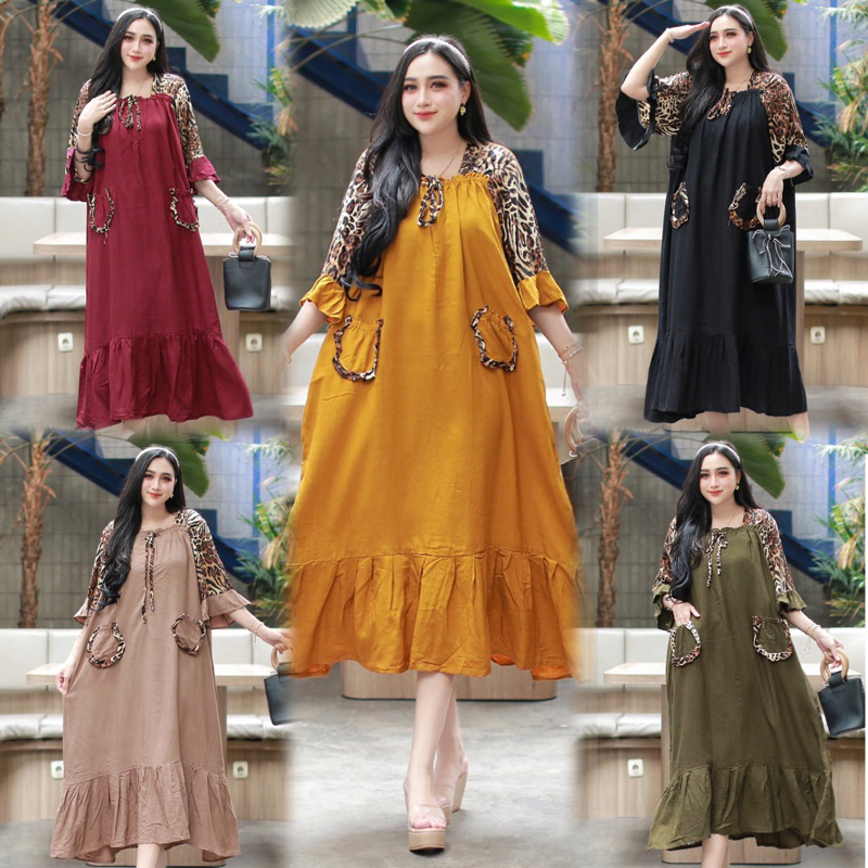 Jual Daster Lalisa Ruffle Dress Fuji Macan Simanis Kekinian Daster ...