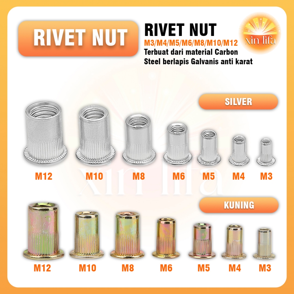 Jual rivet nut / rivnut / mur tanam furniture knockdown 50 pcs | Shopee Indonesia