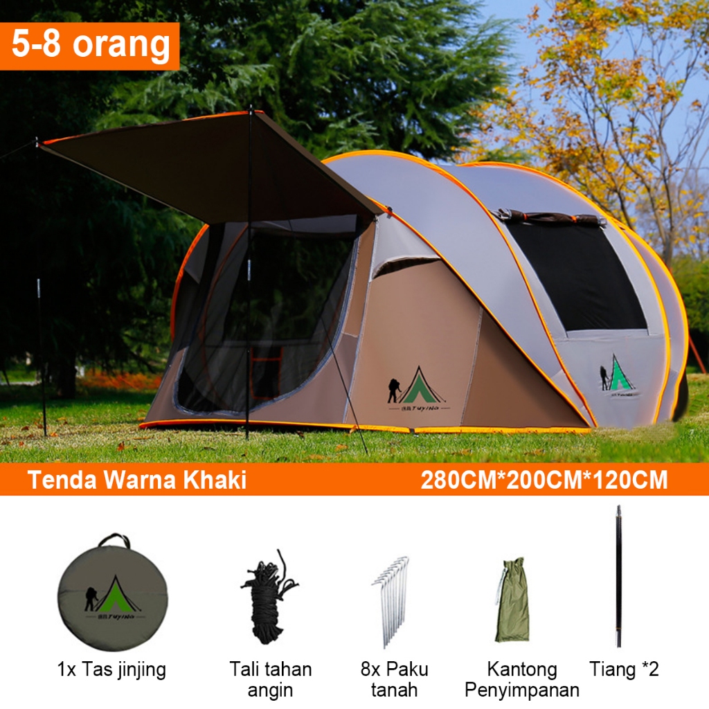 Jual Tenda camping otomatis 3-8 Orang Tenda berkemah empat pintu yang ...