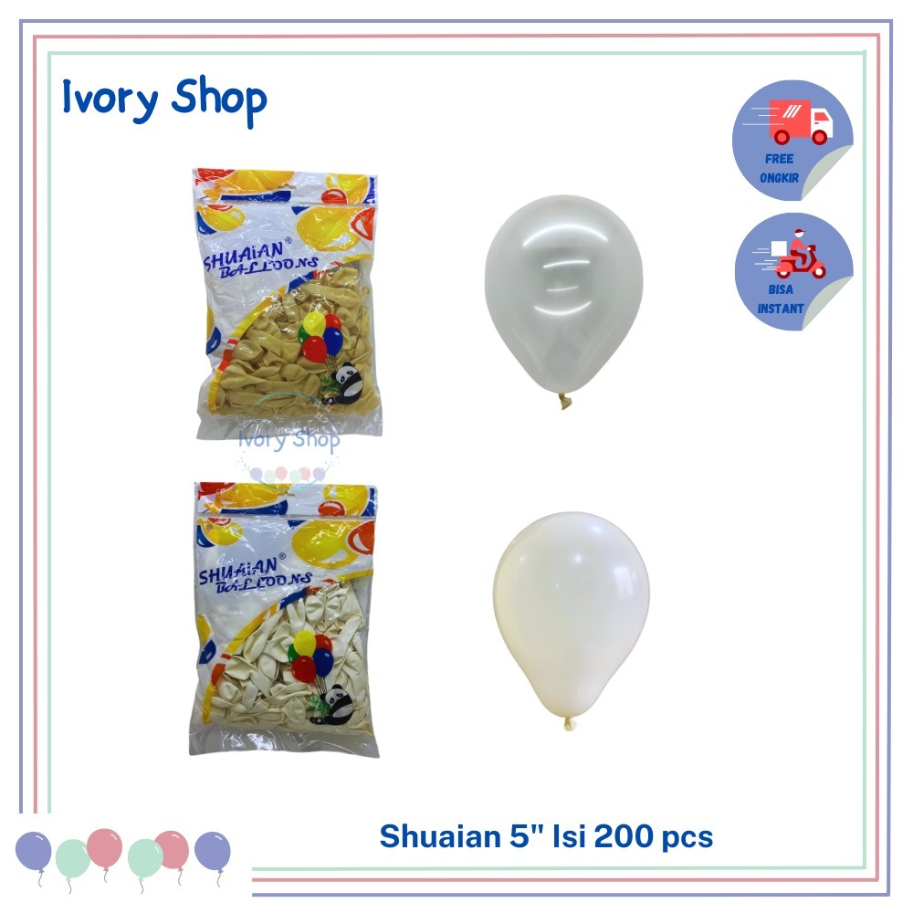 Jual Balon Latex 5 inch Doff 1 pack isi 200 Shuaian Balon Mini 5 ...