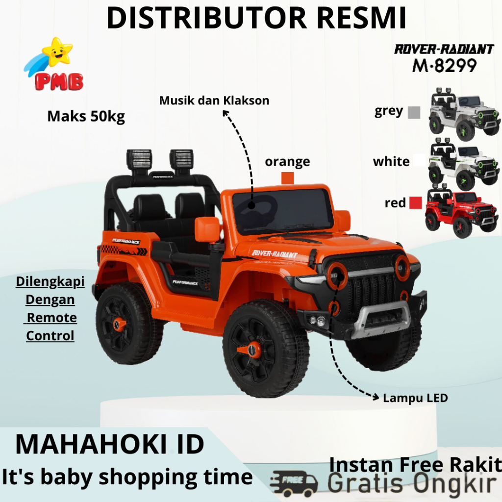 Jual MOBIL AKI PMB JEEP ROVER RADIANT RUBICON M8299 LAMPU LED REMOTE ...