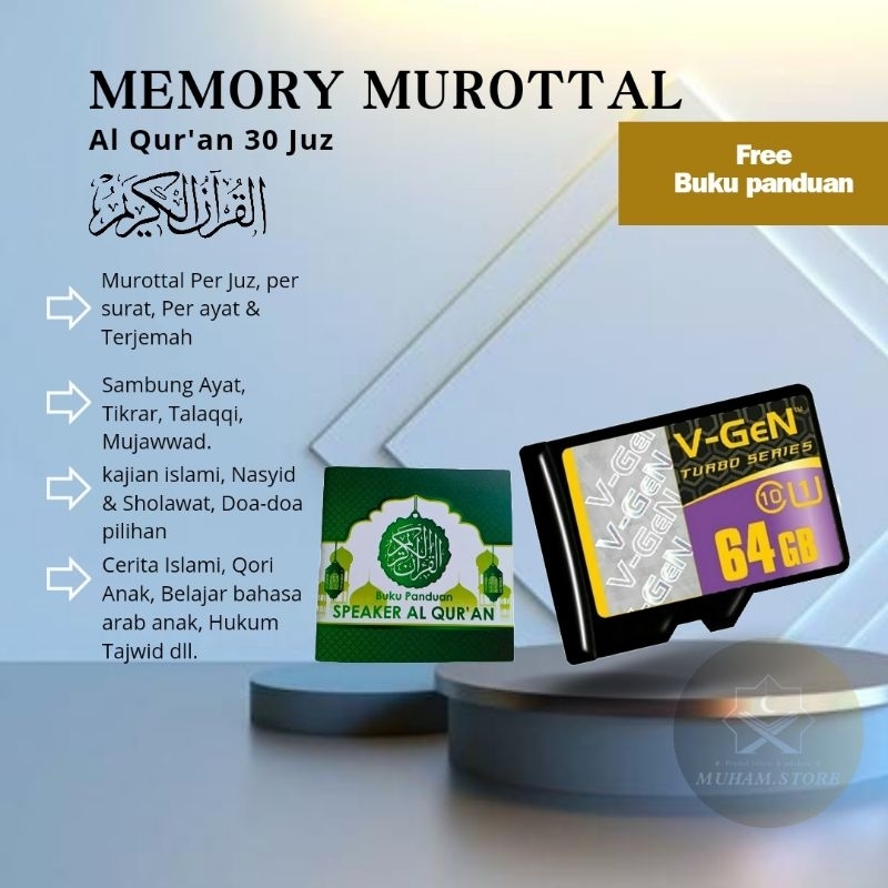 Jual Memory card Murotal AlQuran 30 juz spesial 16GB + Buku Panduan ...