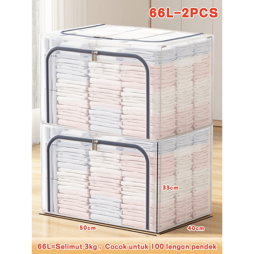 Jual 66/110L Kotak Penyimpanan storage box Baju Penyimpanan transparan ...