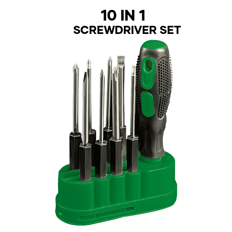 Jual ISKU Obeng Set 10 in 1 Obeng Kembang Komplit Serbaguna Rubber ...