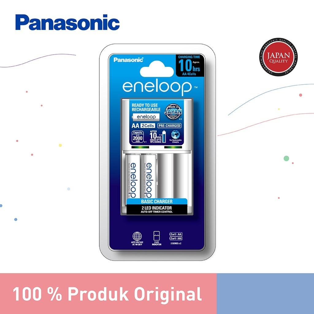 Jual Panasonic Eneloop Charger Kit + 2pc Battery Eneloop Rechargeable ...