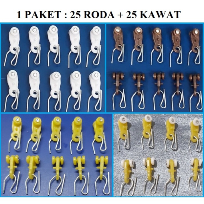 Jual Roda Gorden / Roda Rel 25 pcs plus Kawat 25 pcs (Putih/Coklat ...