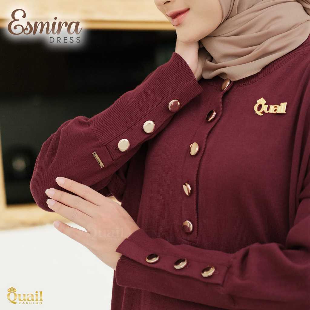 Jual Esmira Dress Original Quail Hijab Wanita Knit Premium Size Sesuai ...